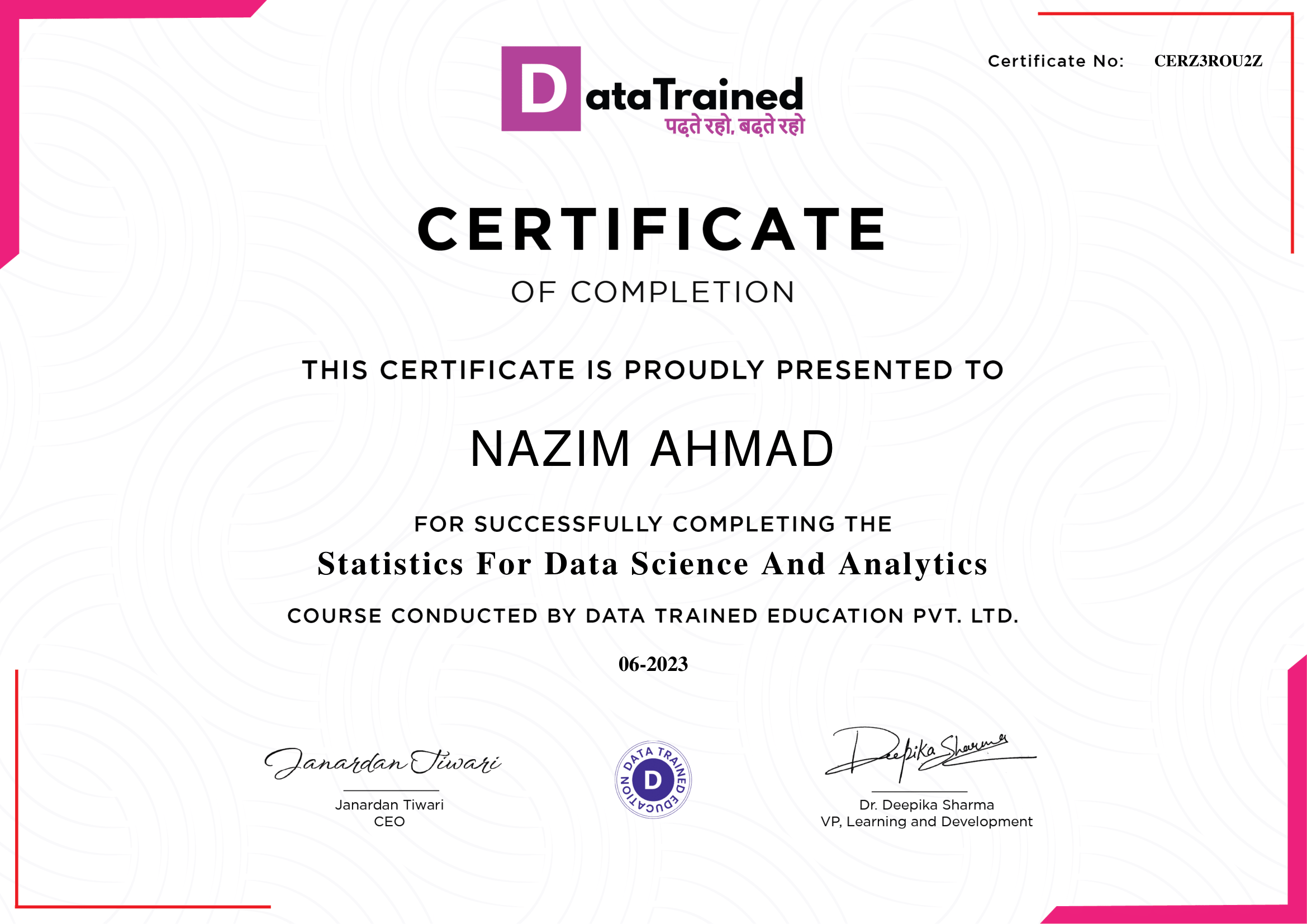 Data Science Program – Nazim Ahmad
